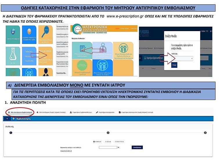 Οδηγίες καταχώρησης αντιγριπικού εμβολιασμού χωρίς ιατρική συνταγή